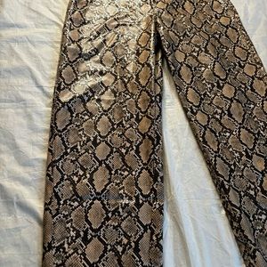Zara | Pants & Jumpsuits | Nwot Zara Faux Leather Snake Print Straight ...